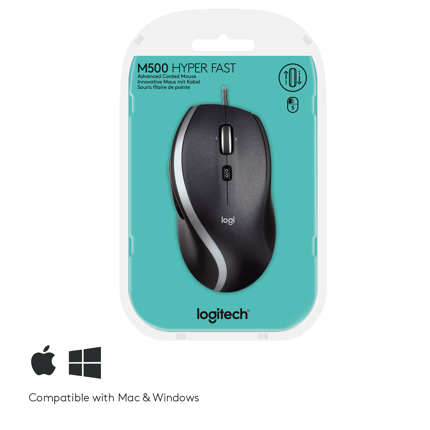 LOGITECH M500 corded mouse 4 boutons usb 2.0 - SHS Computer
