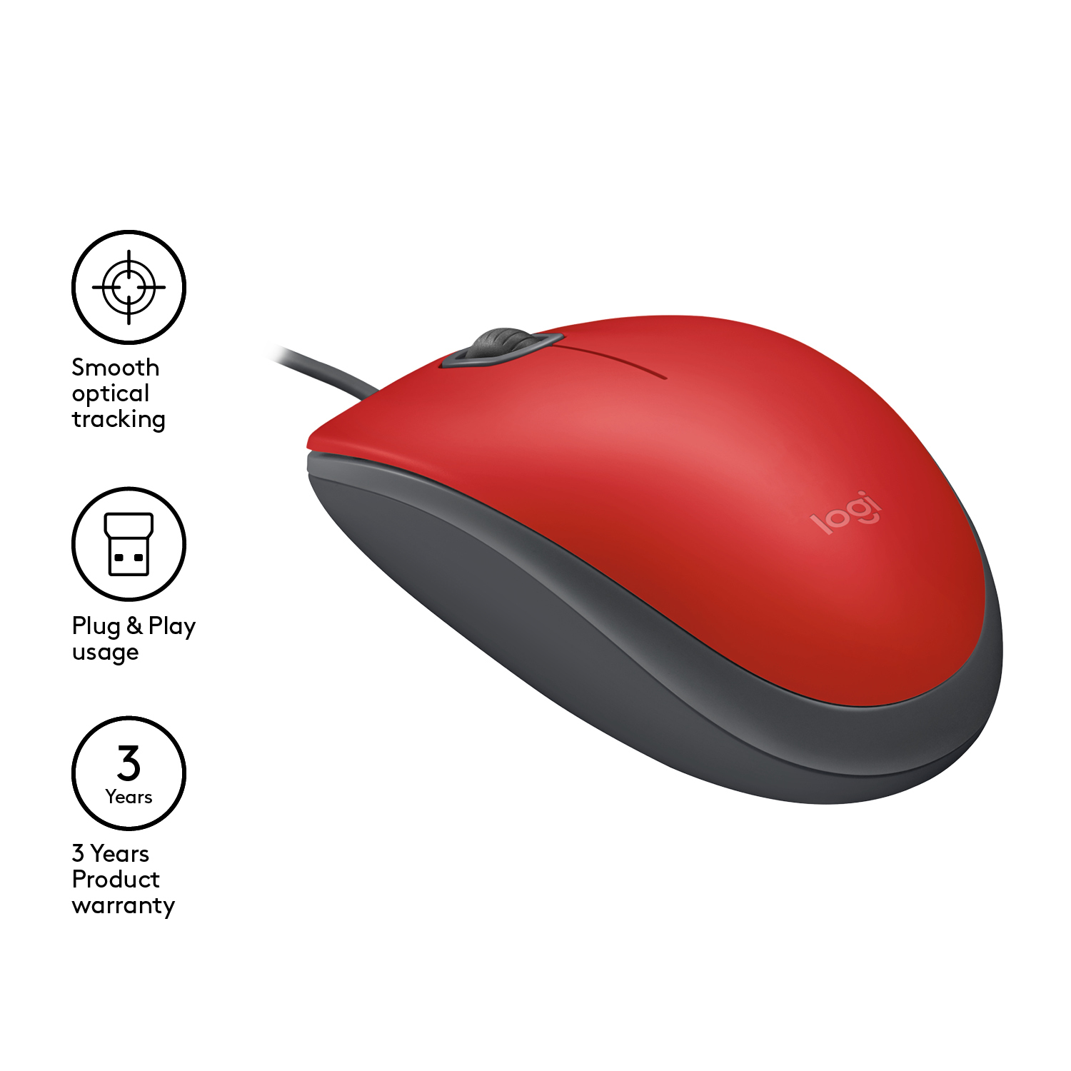 LOGITECH M110 SILENT MOUSE RED USB AMBIDETRIOUS - SHS Computer