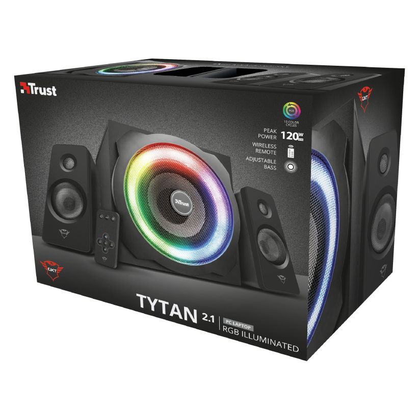 TRUST GXT 629 TYTAN RGB ILLUMINATED 2.1 SPEAKERS SET RGB + REMOTE ...
