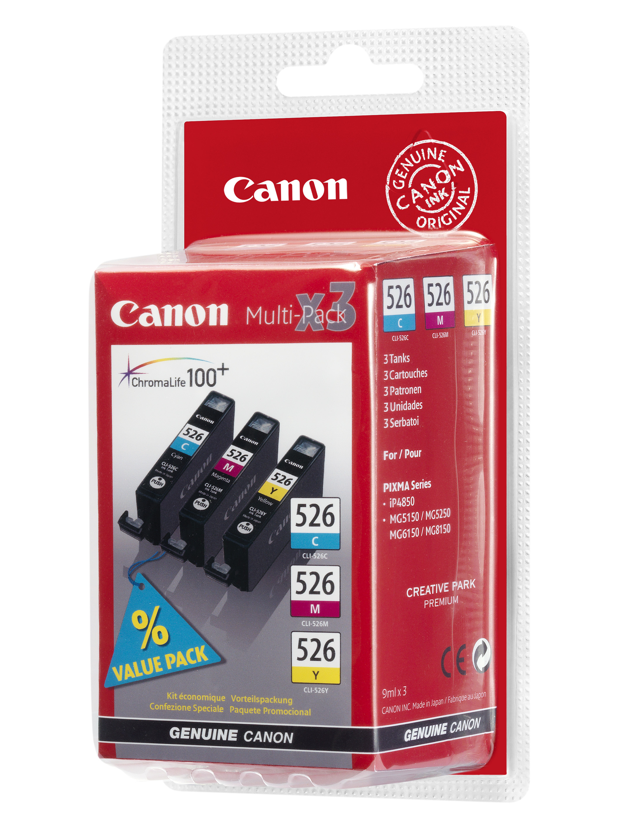 CANON CLI-526 MULTIPACK (3 cart. Couleurs C-M-Y) - SHS Computer